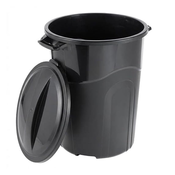32 Gallon Large Garbage Can, Black, Easy to Carry Garbage Can with ...