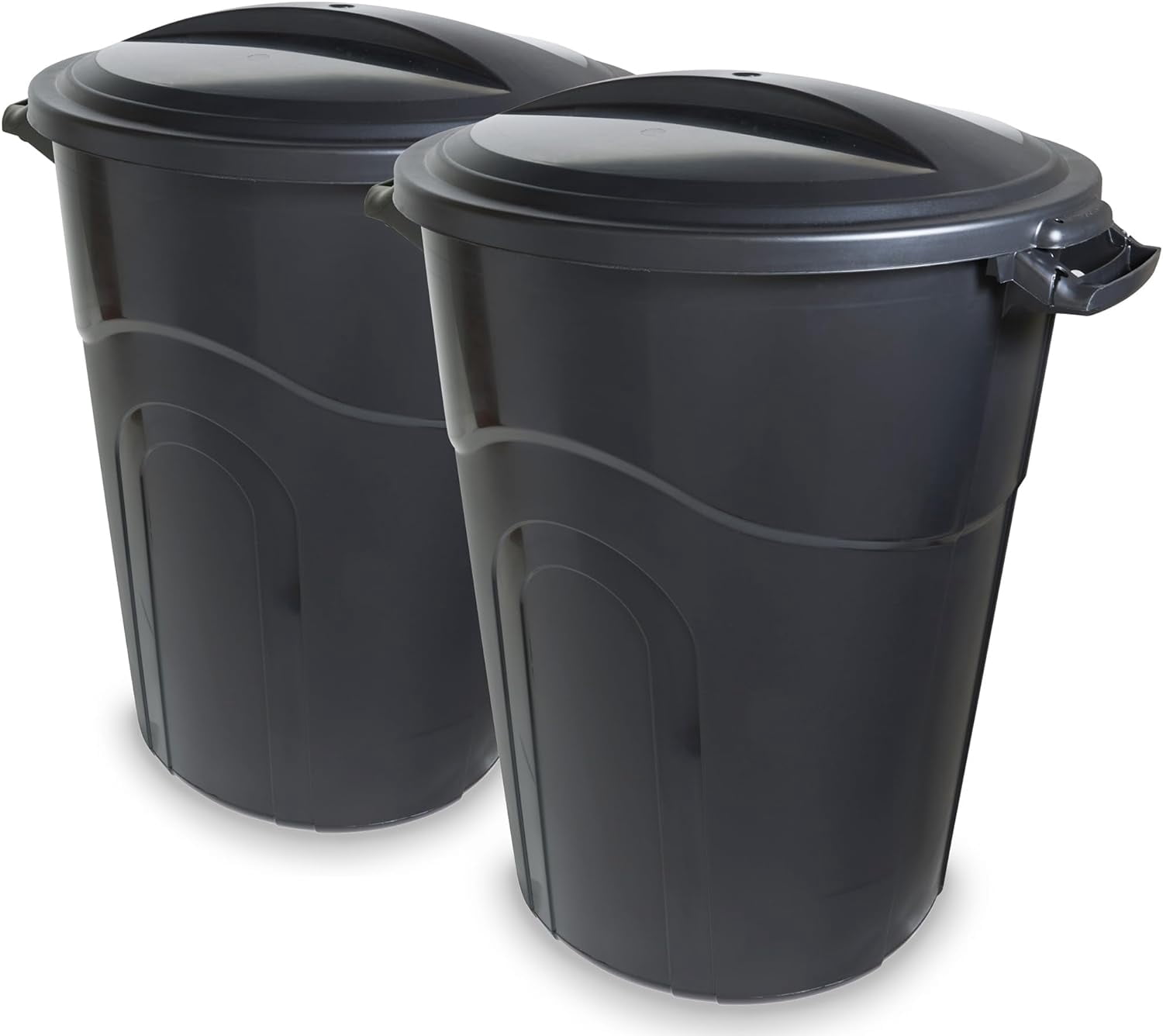 32 Gallon Outdoor Garbage Can, Black, Easy to Carry Garbage Can with ...