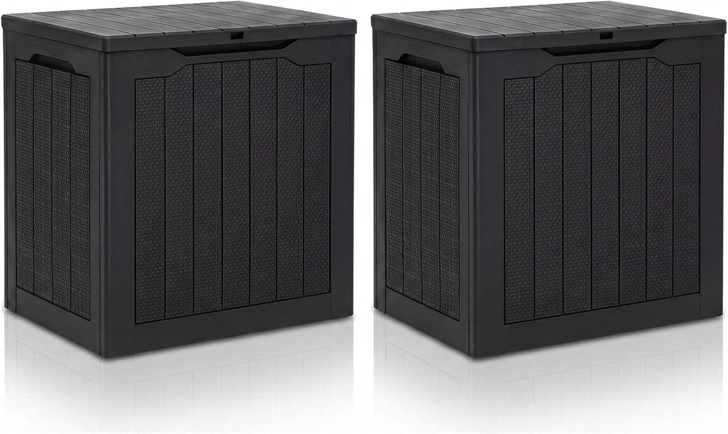 32 Gallon Outdoor Storage Box 2-Pack Water Resistant Resin Deck Box ...