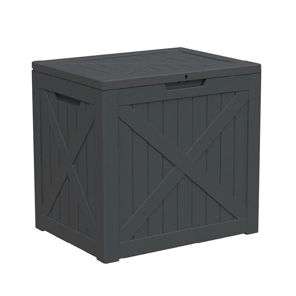 32-Gallon Weatherproof Outdoor Storage Box with Woodgrain Finish ...