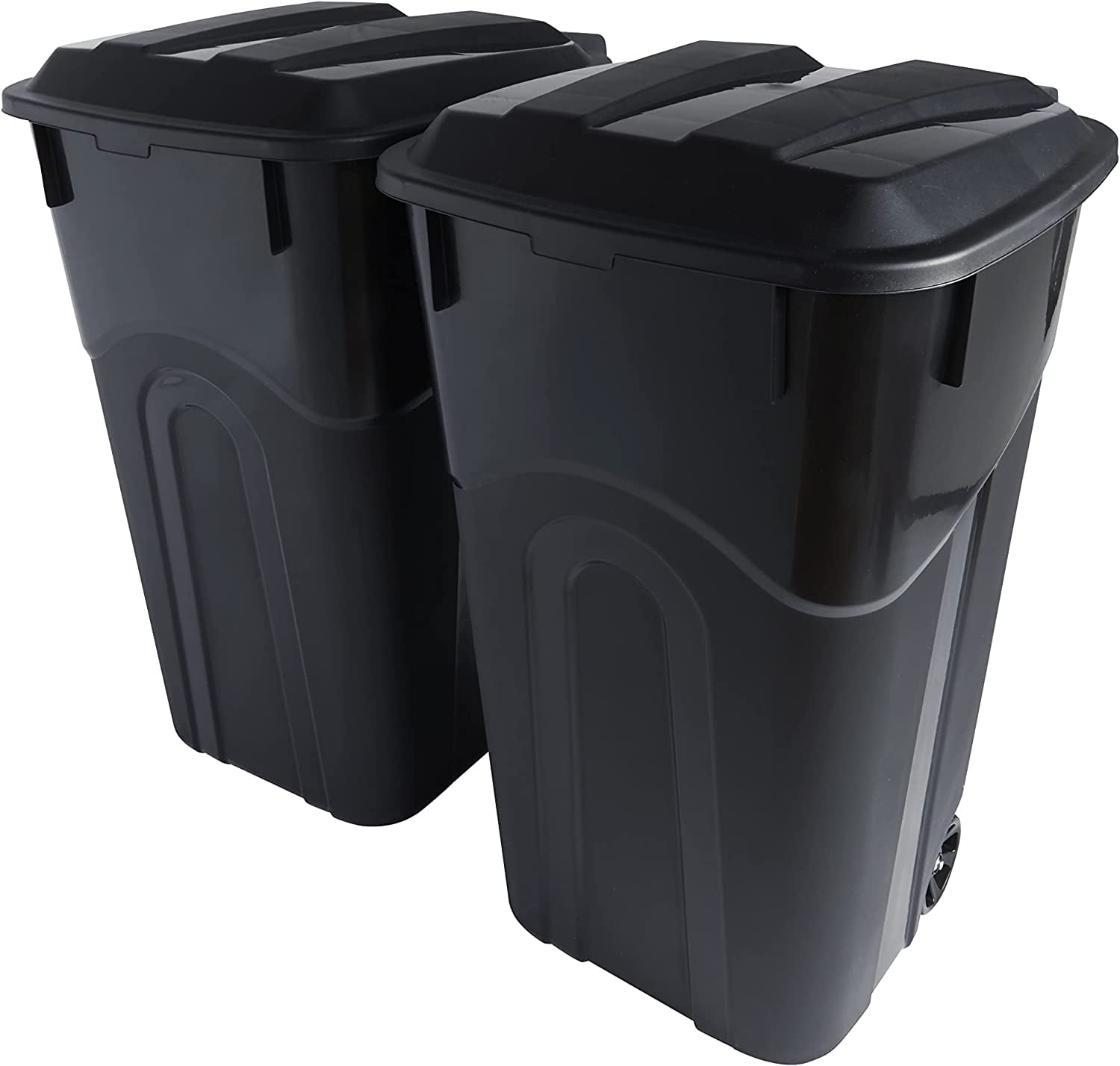 32 Gallon Wheeled Outdoor Garbage Can with Attached Snap Lock Lid and ...