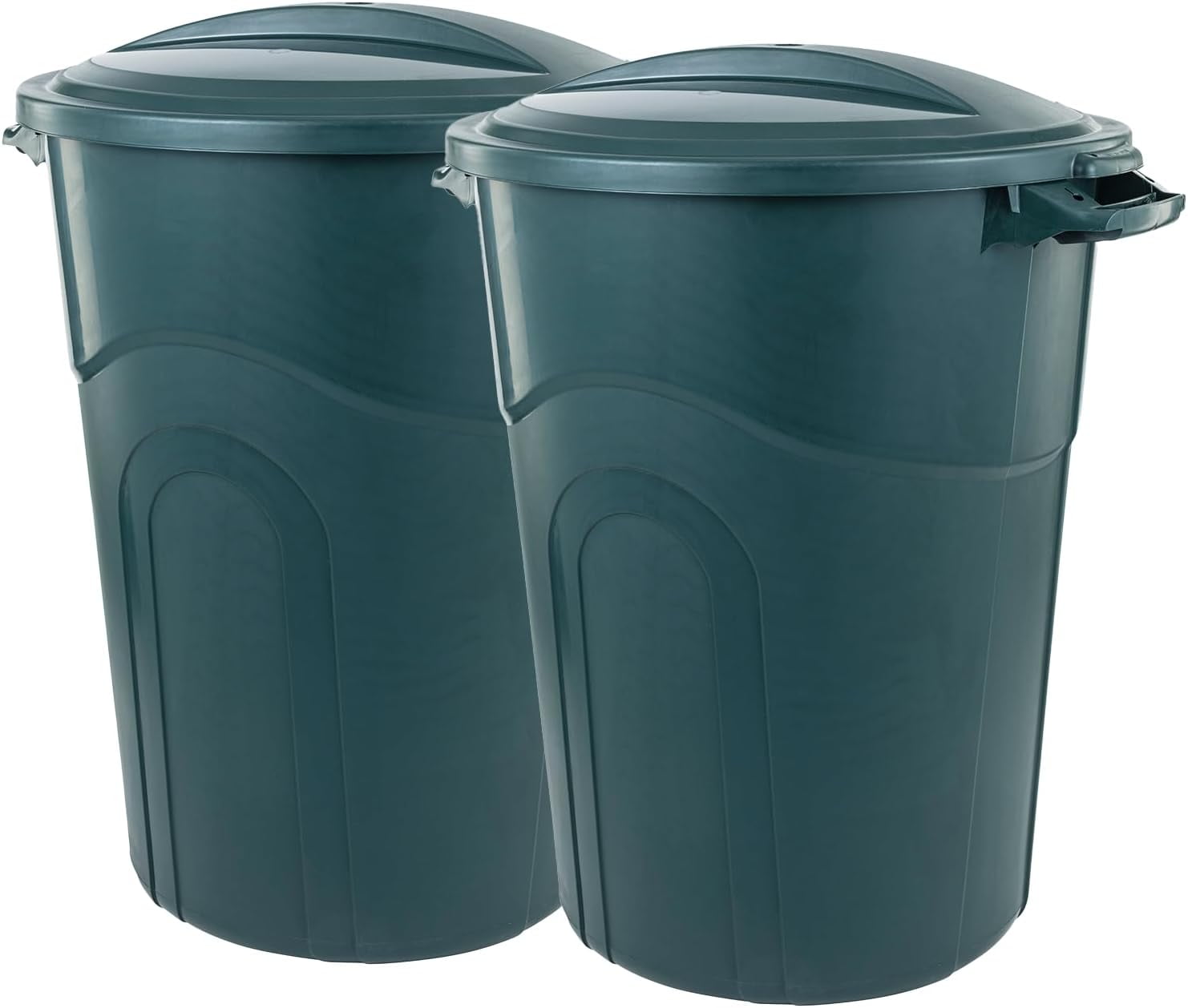 32 Gallon Wheeled Outdoor Garbage Can with Attached Snap Lock Lid and ...