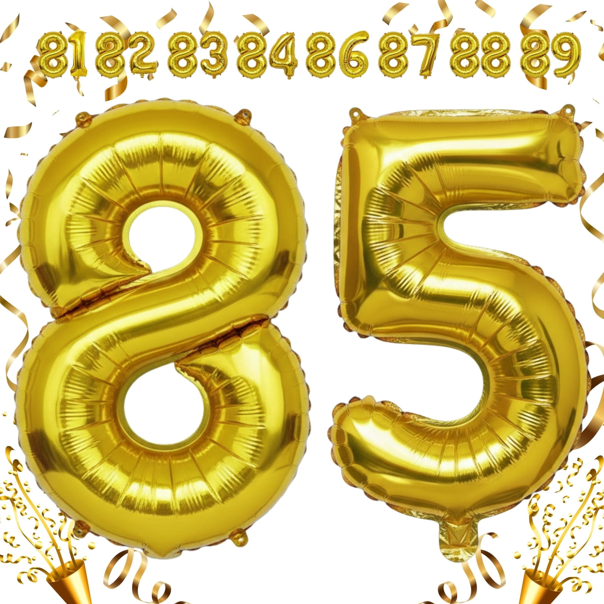 32" Giant Gold Foil Mylar Number 85 Balloon - Helium & Air Filled Self ...