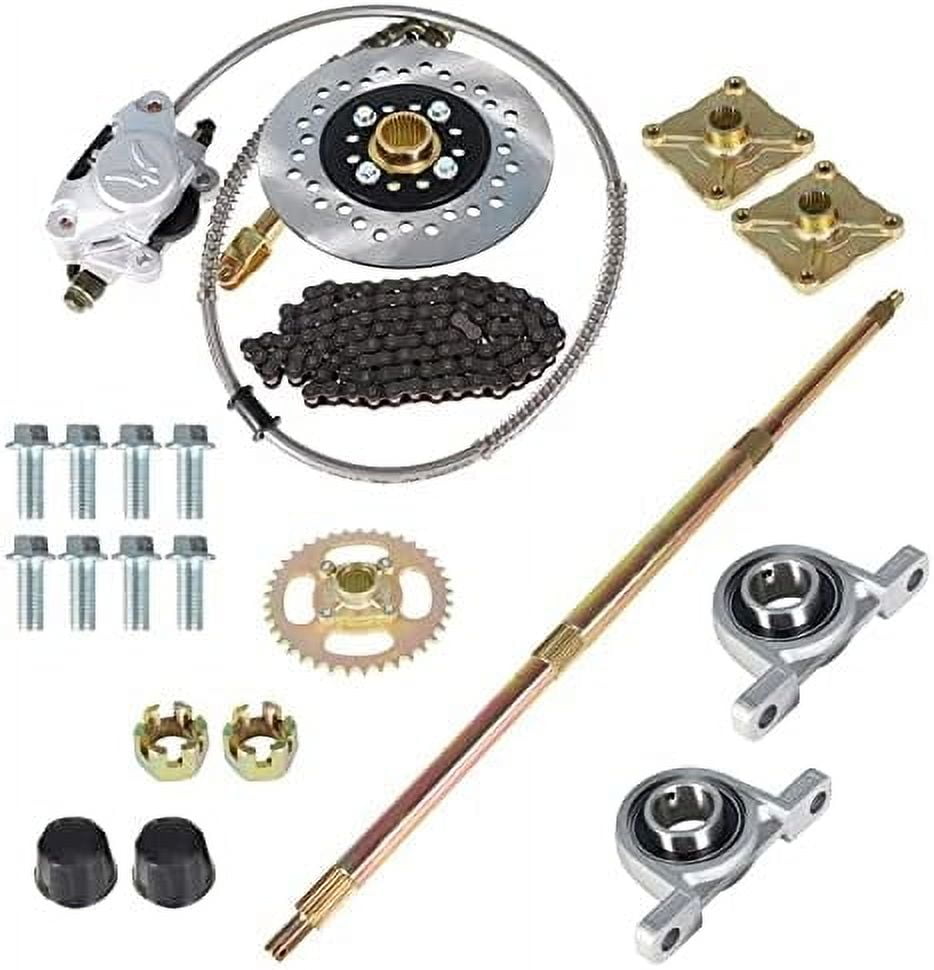 32 Go Kart ATV Rear Axle Assembly Kit Shaft & Hub & Chain & Brake ...