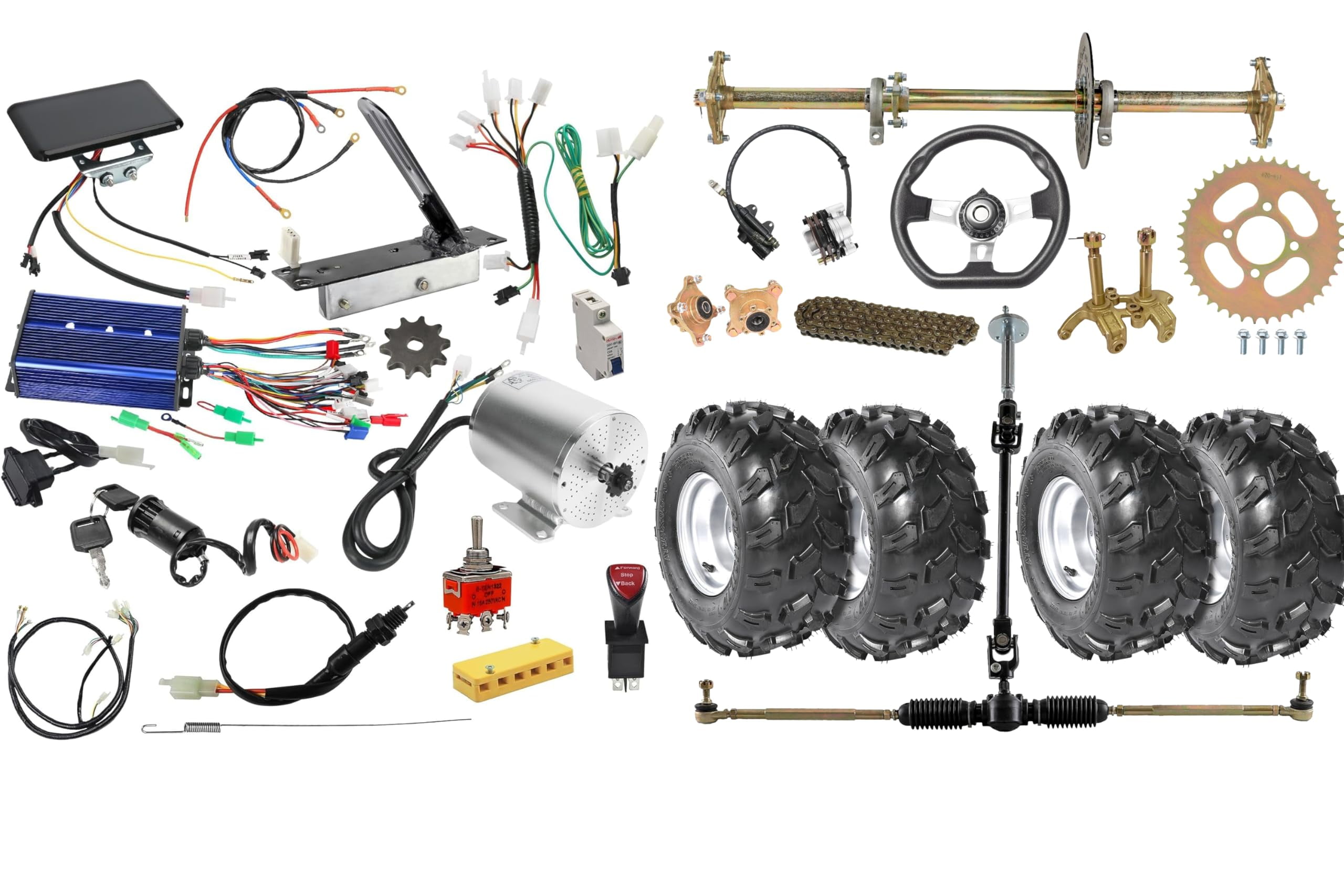 32" Go Kart ATV Rear Live Axle Assembly Kit Shaft & 72V 3000W Brushless ...