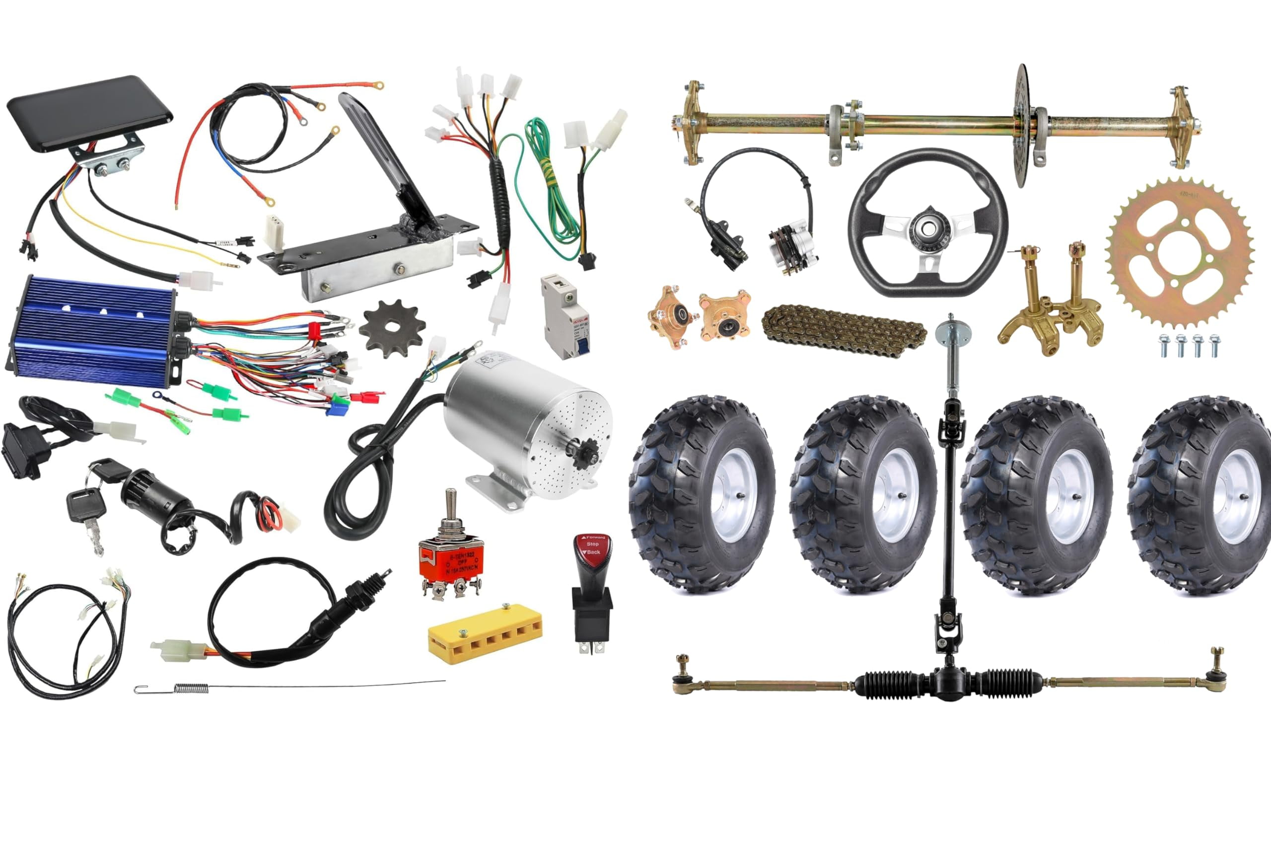 32" Go Kart ATV Rear Live Axle Assembly Kit Shaft & 72V 3000W Brushless ...