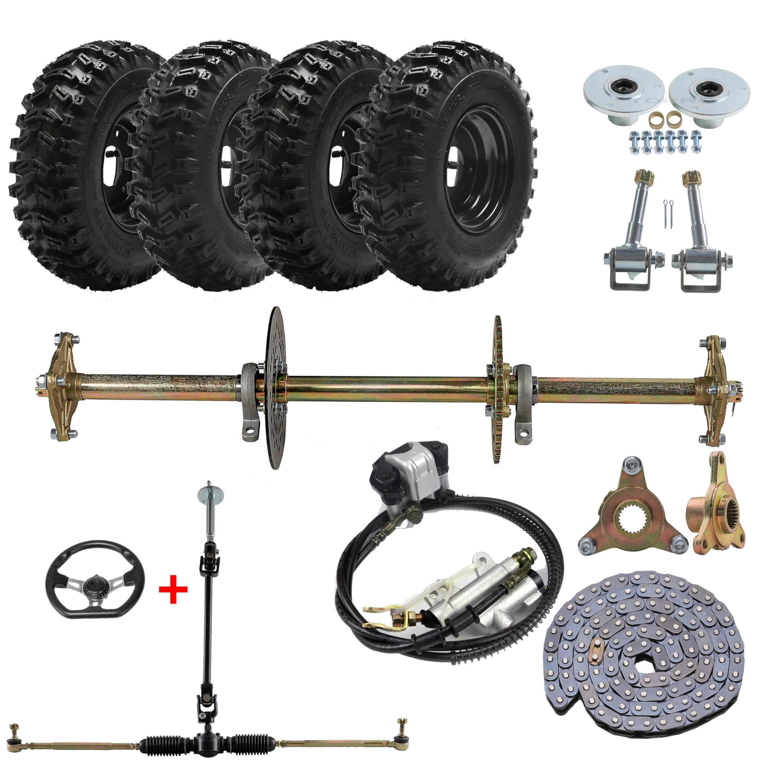 32" Go Kart Axle Kit, 810mm Rear Axke Kit with 13x4.10-6 Wheels Tires ...