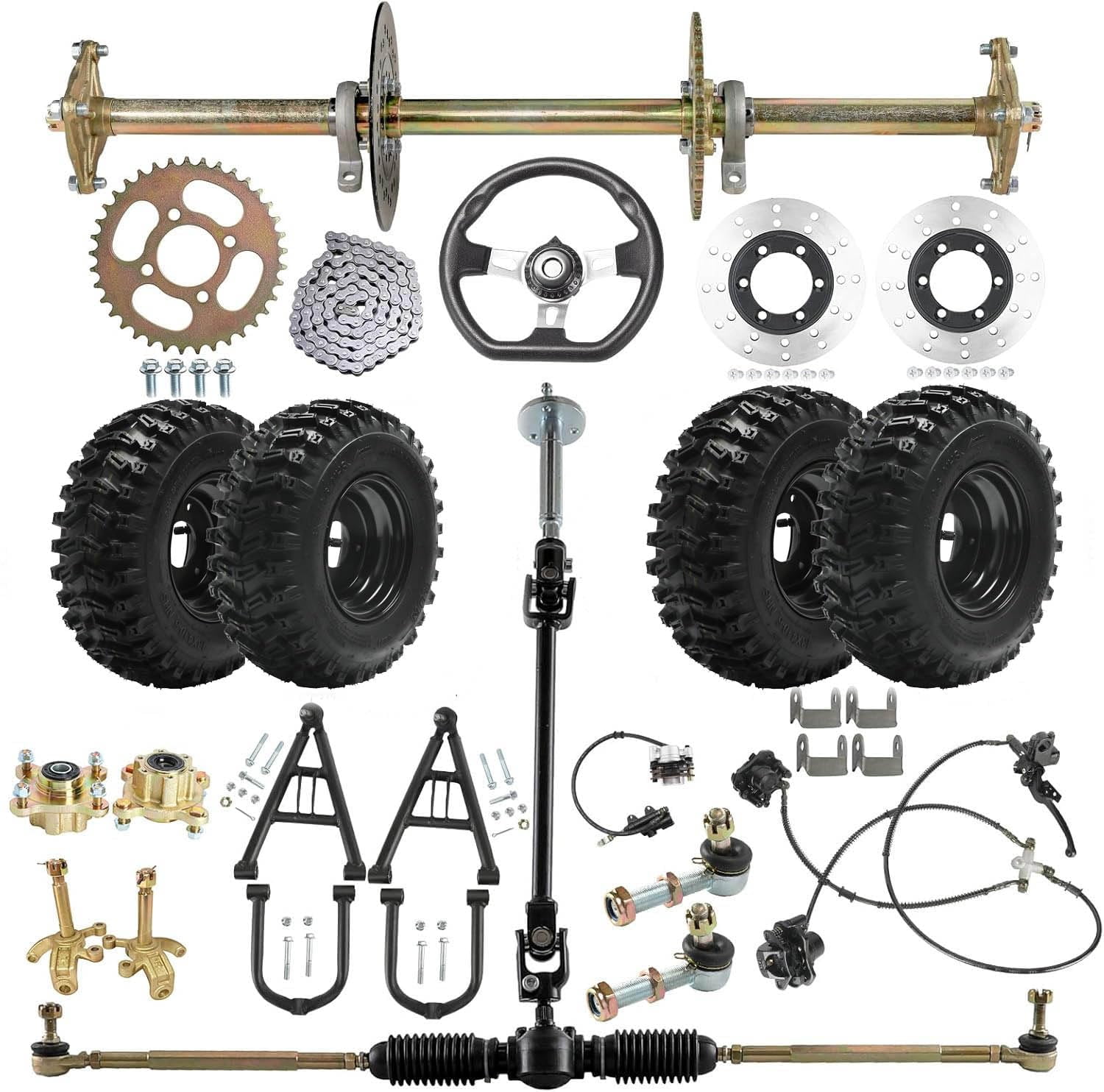 32" Go Kart Axle Kit, 810mm Rear Axle Kit with 13x4.10-6" Wheels Tires ...