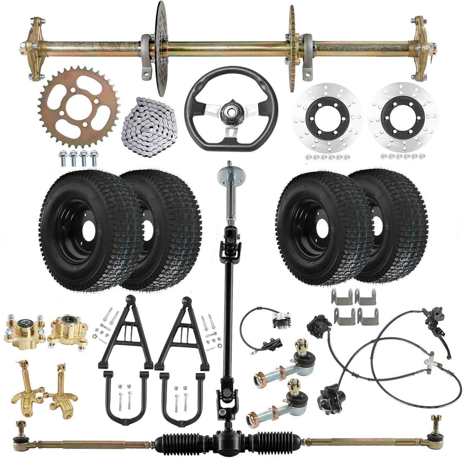 32" Go Kart Axle Kit, 810mm Rear Axle Kit with 13x5.00-6 Wheels Tires ...