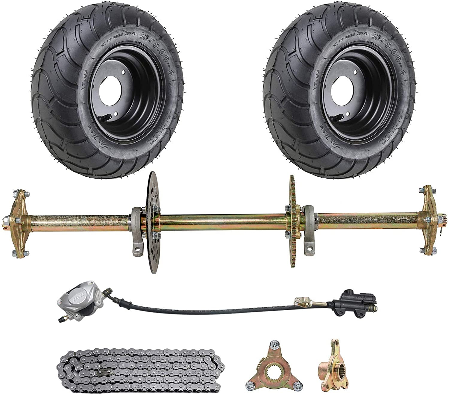 32" Go Kart Rear Live Axle Kit with 13x5.00-6" Wheels Tires Rims, 428 ...