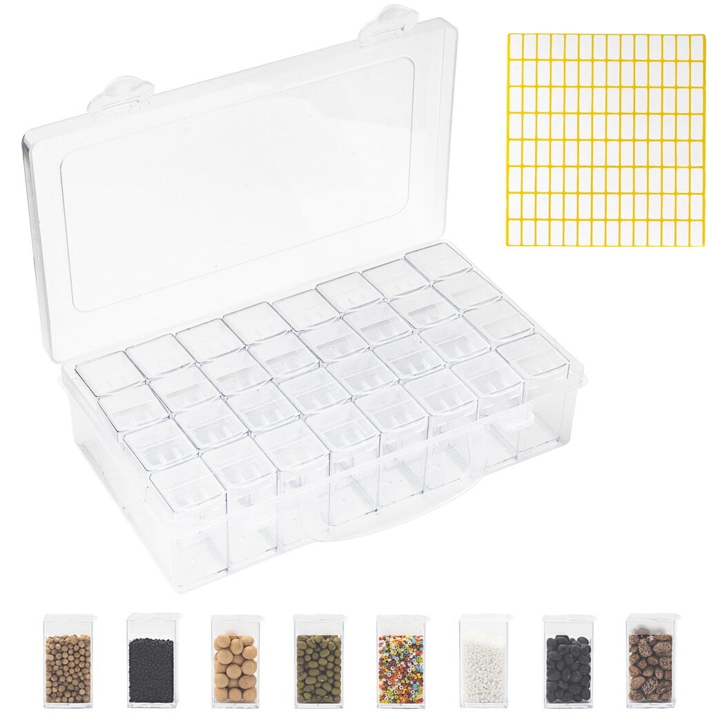 32 Grids Seed Storage Box, Clear Plastic Seed Organizer with Label ...