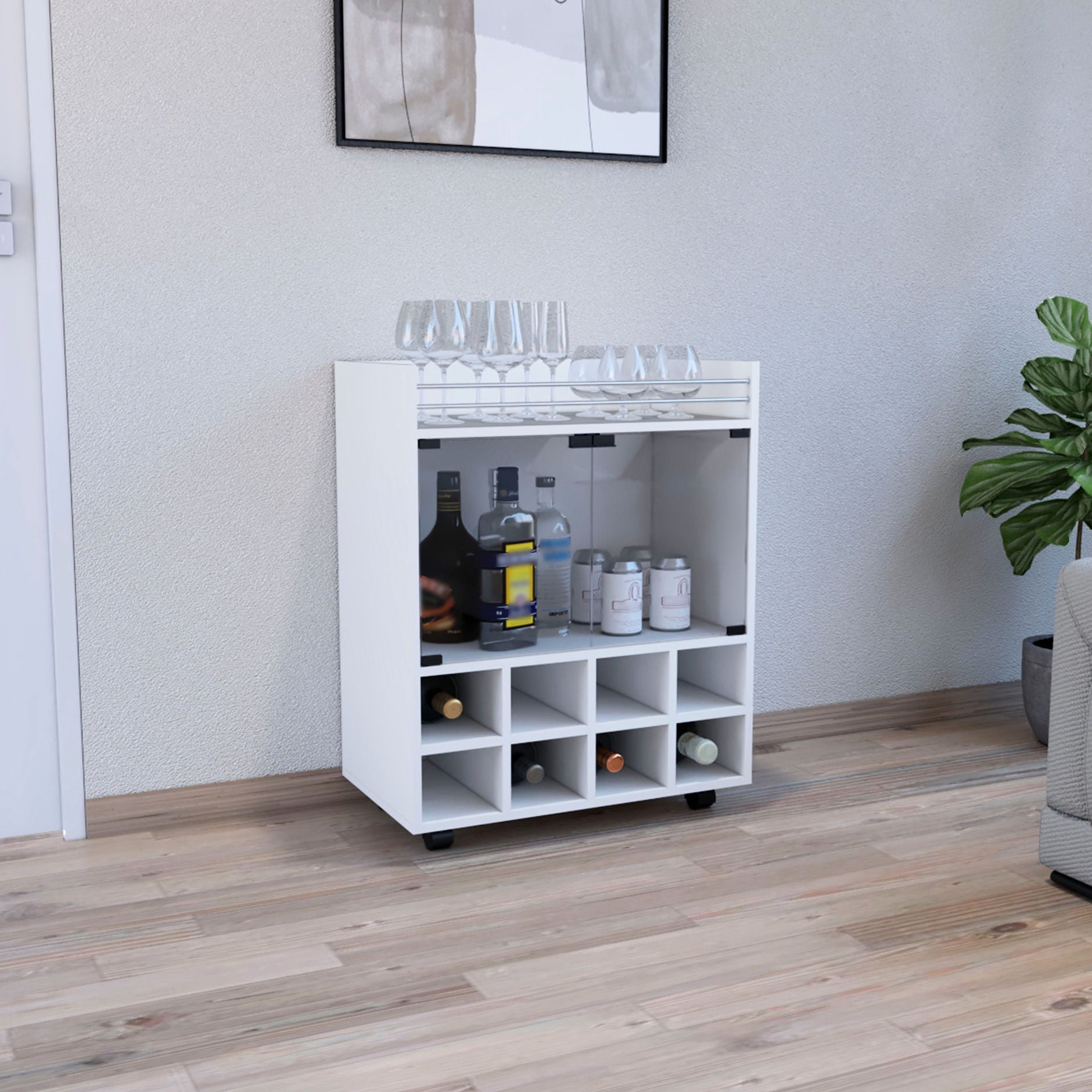 32" H Coffee Cart for Bar | Store 8 Bottles in Designated Racks in ...
