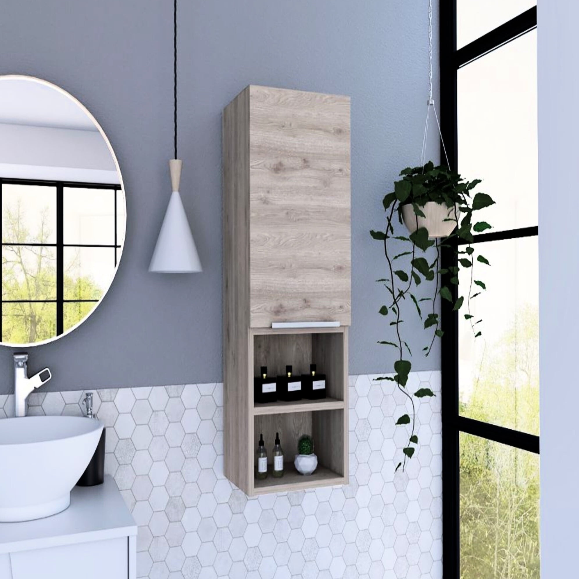 32" H Medicine Cabinet, Gray Nuance, With Two Interior Shelves And ...