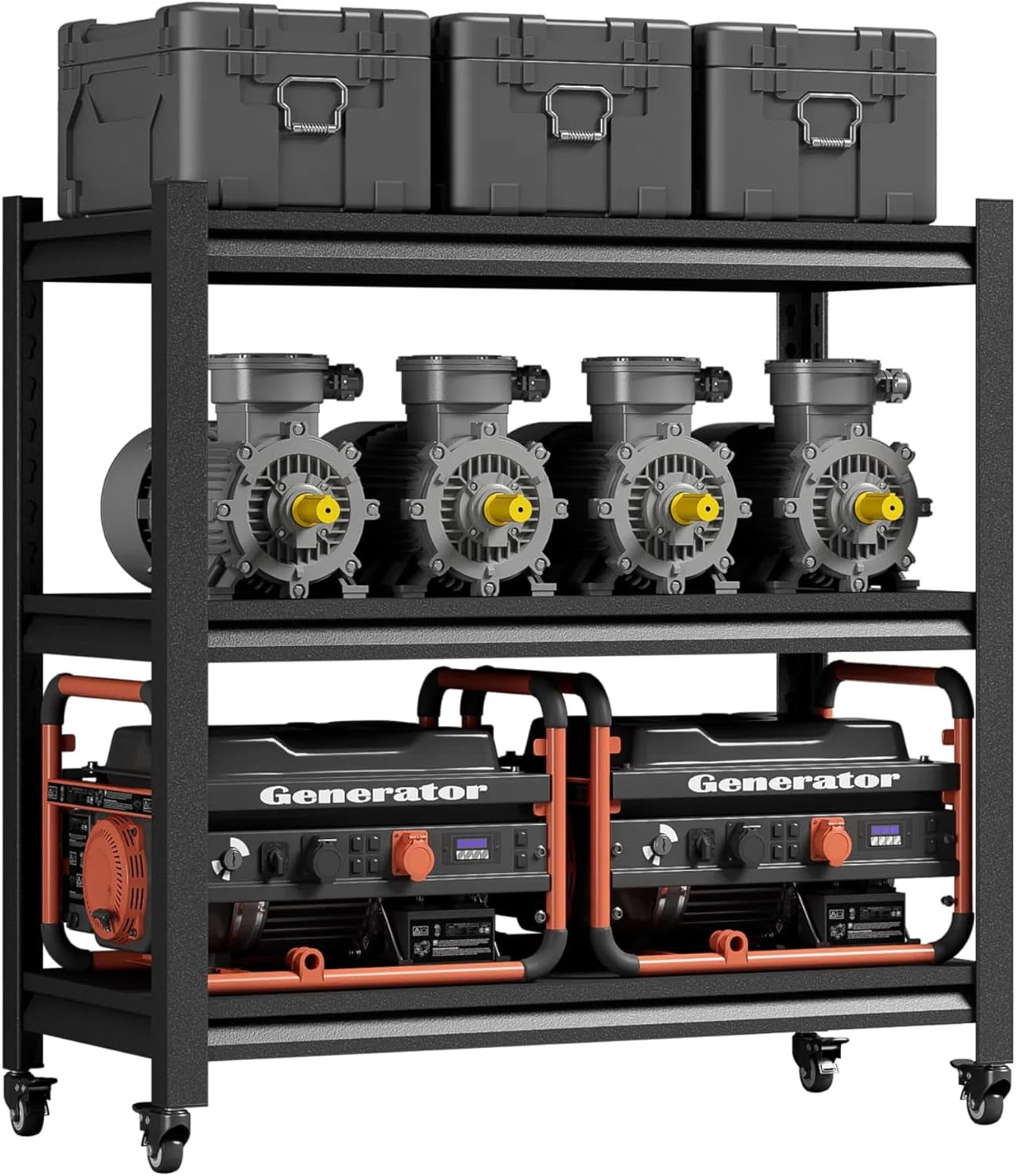 32"H Metal Garage Workbench with Wheels,3-Tier Garage Roling Tool Work ...