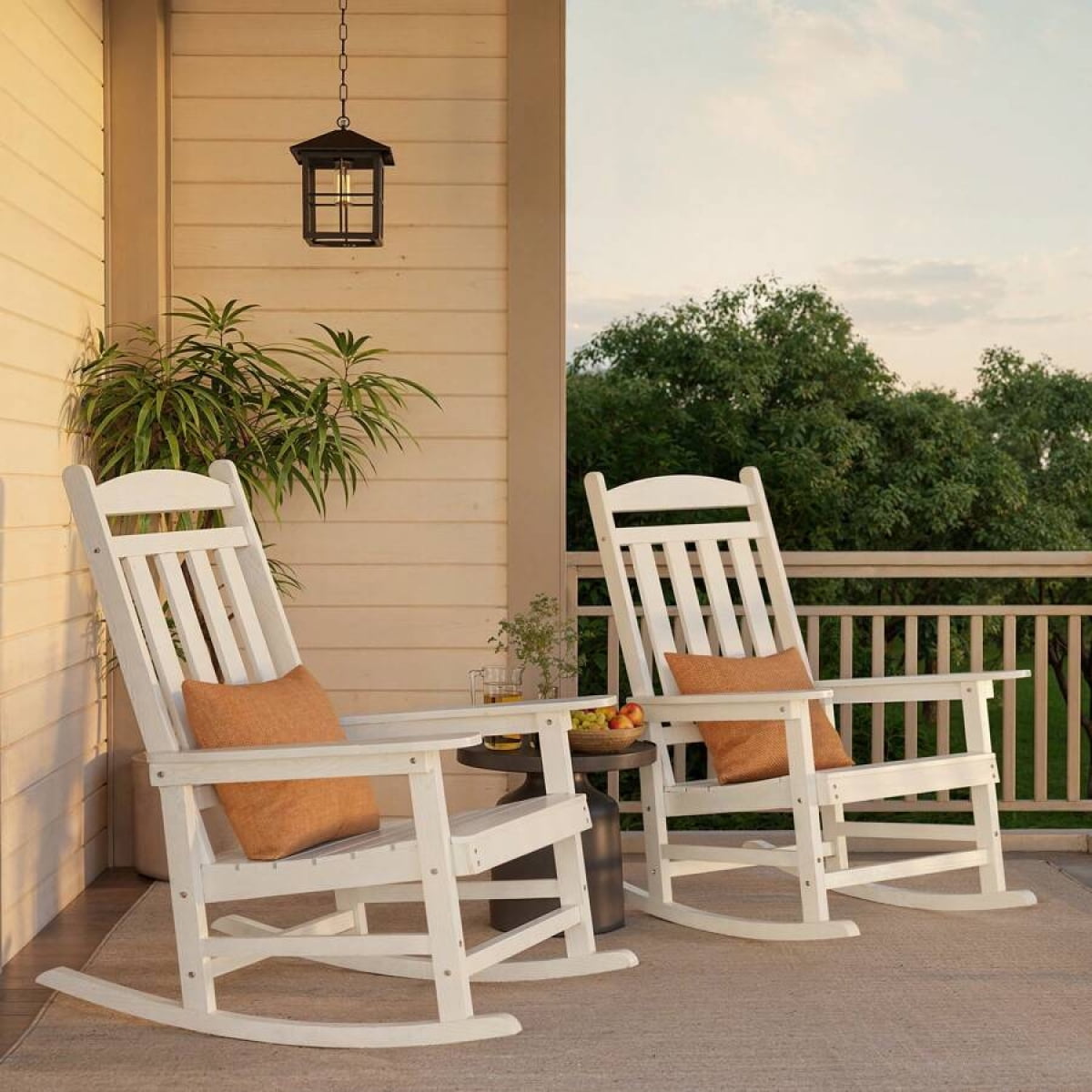 32" High Back Outdoor Rocking Chair - All Weather Patio Rocker with ...