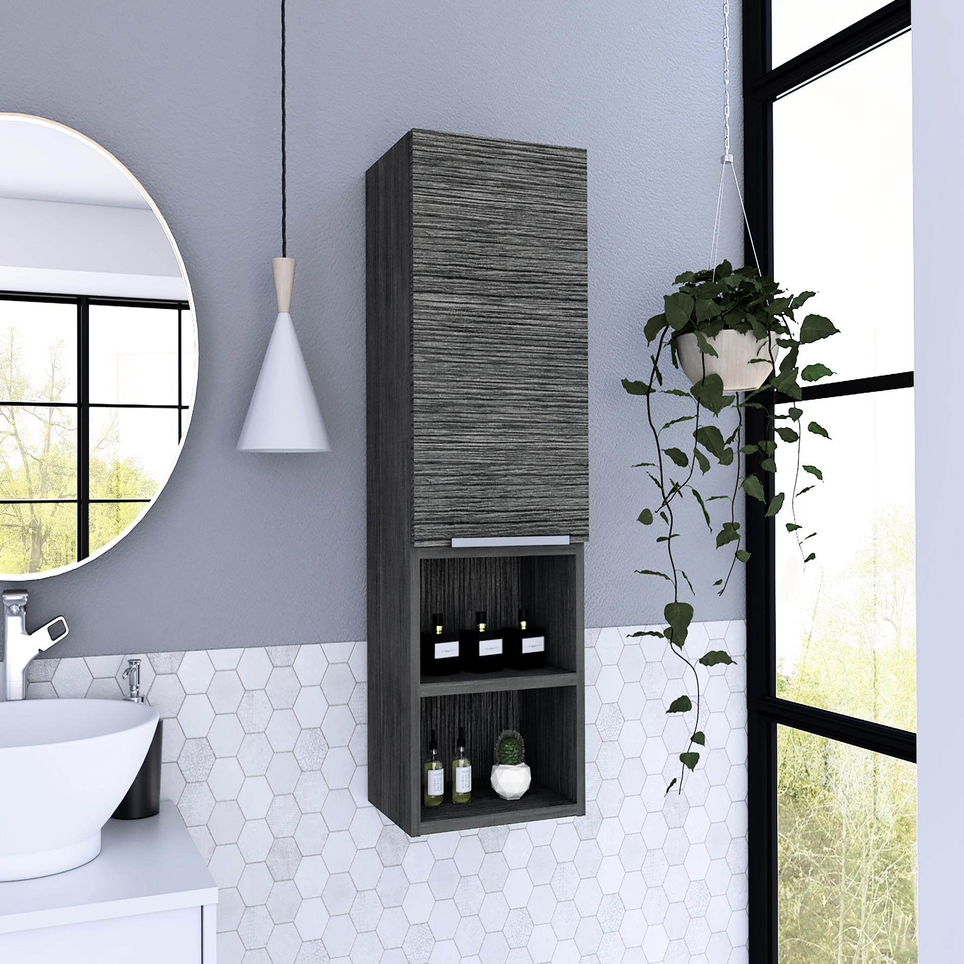 32" High Medicine Cabinet, Two Lower Open Shelves For Easy Reach ...
