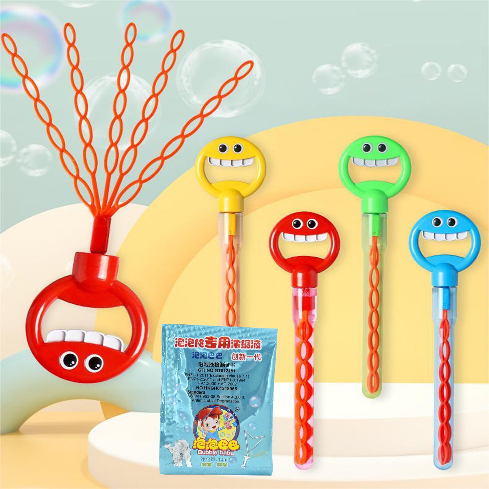 32-Hole Smile Face Big Bubble Wand with Five Claws, Smile Face Bubble ...