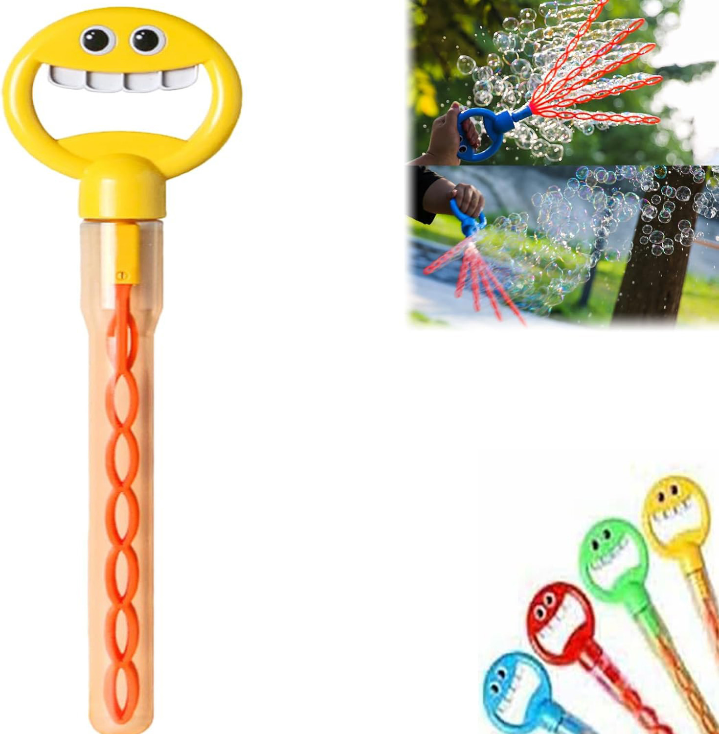 32-Hole Smiley Face Bubble Wand with Five Claws,Magical 5-Claw Smiley ...