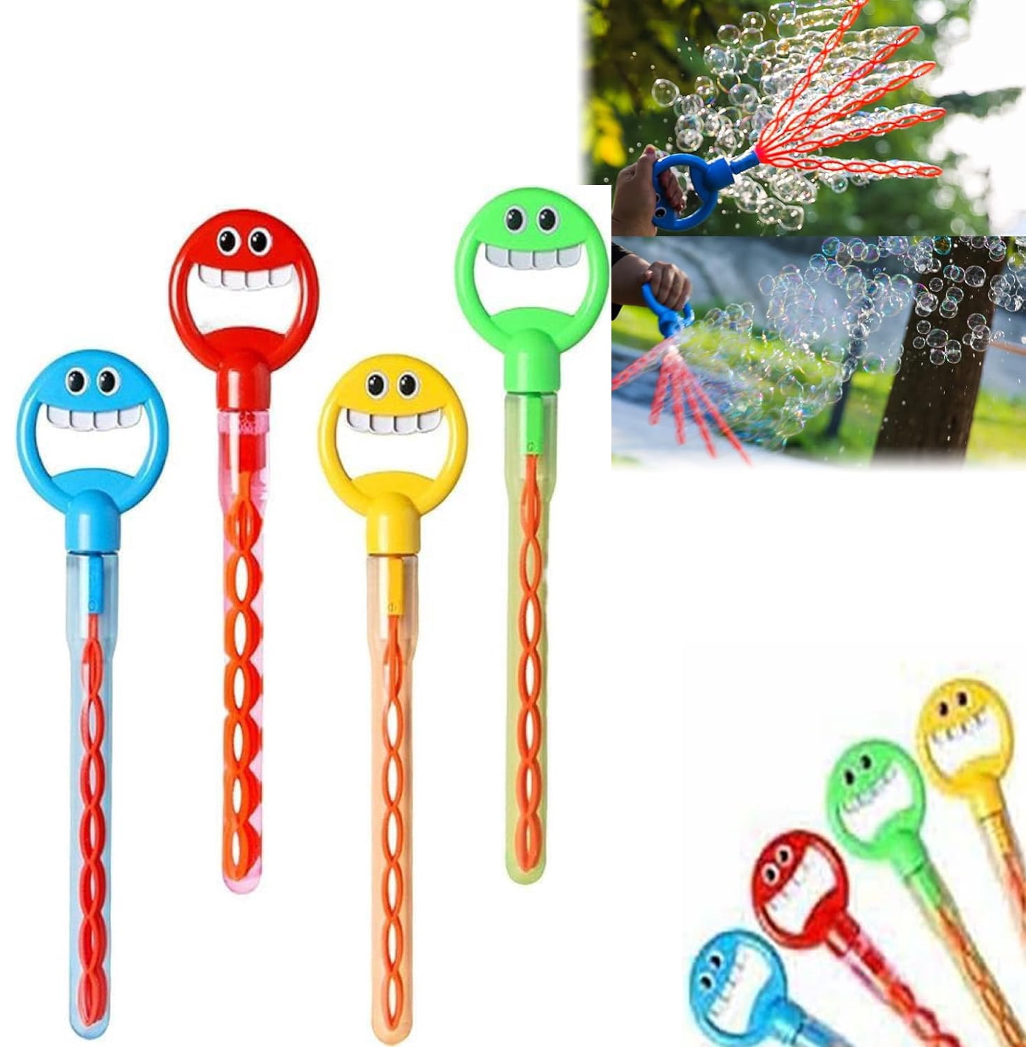 32-Hole Smiley Face Bubble Wand with Five Claws,Magical 5-Claw Smiley ...