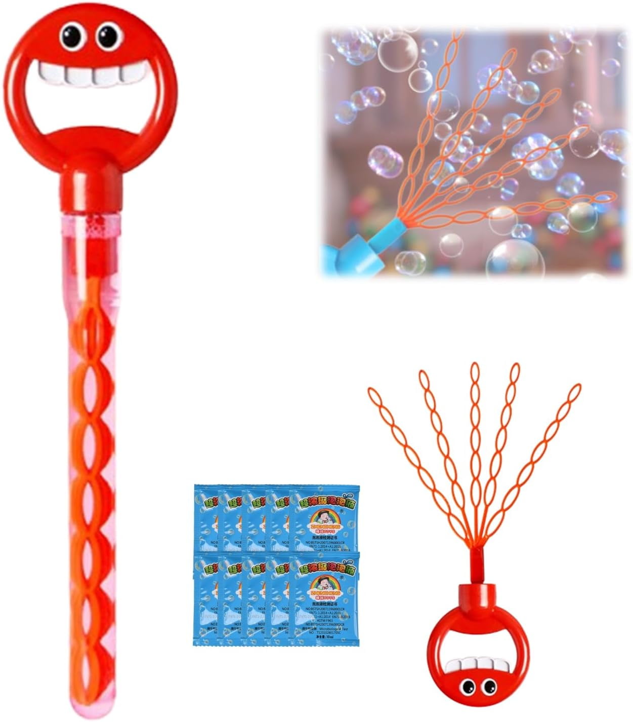 32 Hole Smiley Face Bubble Wand, Smiling Face Bubble Sticks with 5 ...