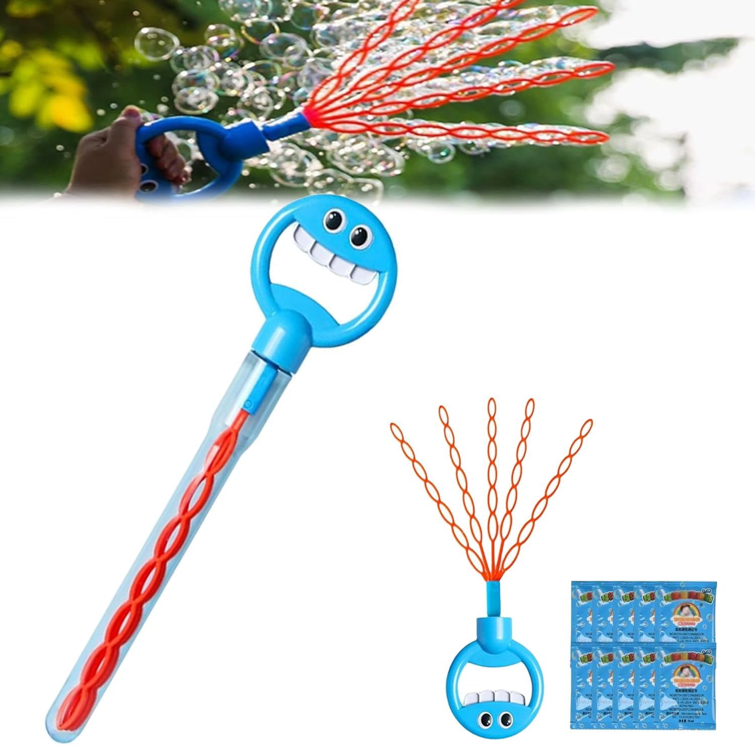 32 Hole Smiley Face Bubble Wand with Five Claws, 32-Hole Smiley Face ...