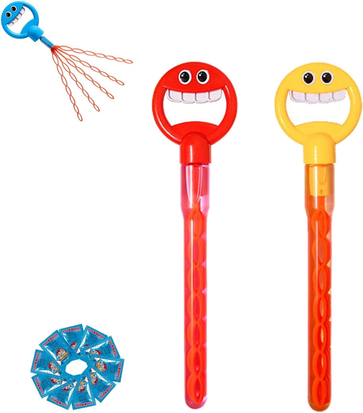 32 Hole Smiling Face Bubble Stick with Bubbles Refill, 2024 New ...