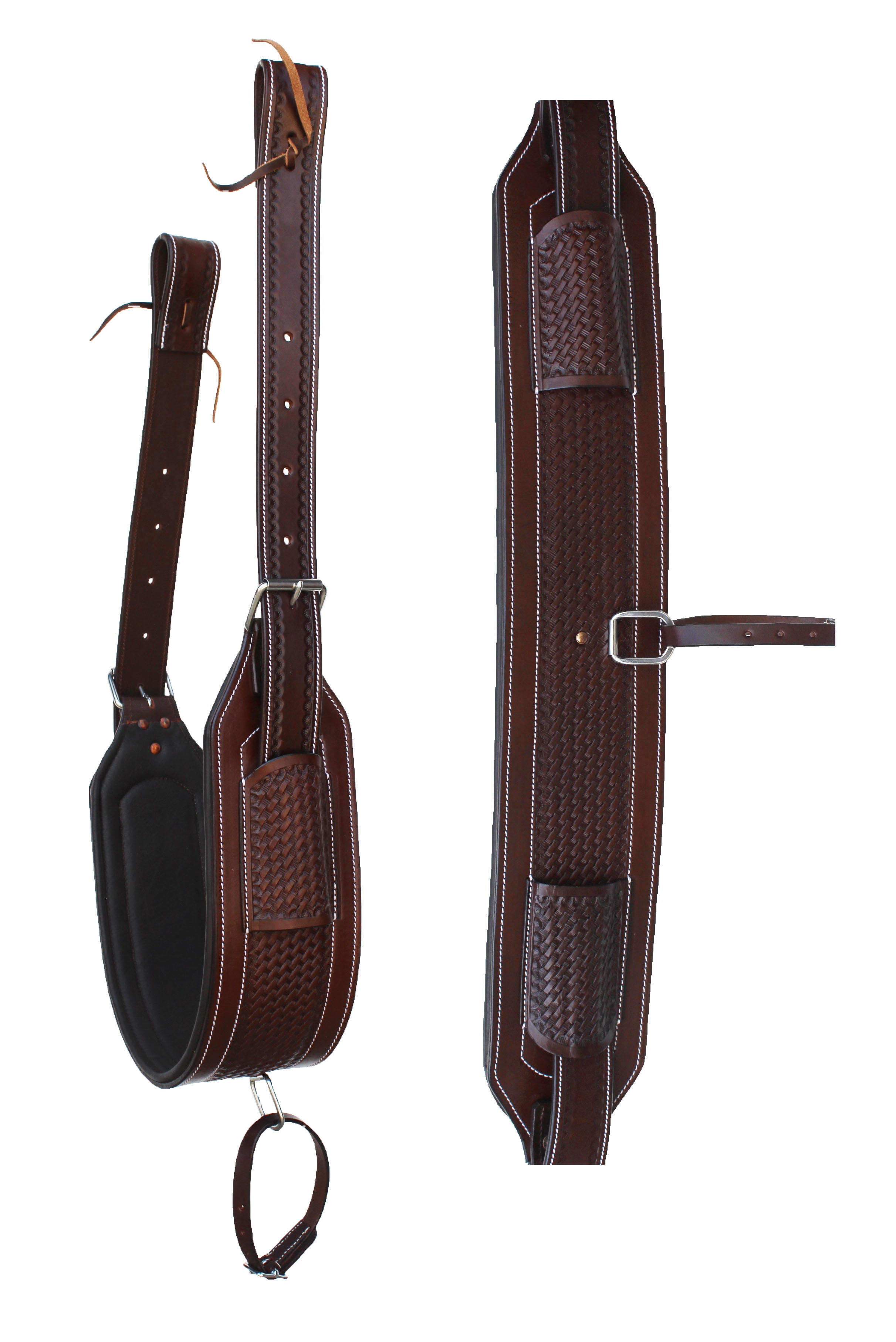 32" Horse Western Tooled Padded Leather Rear Flank Back Saddle Cinch ...