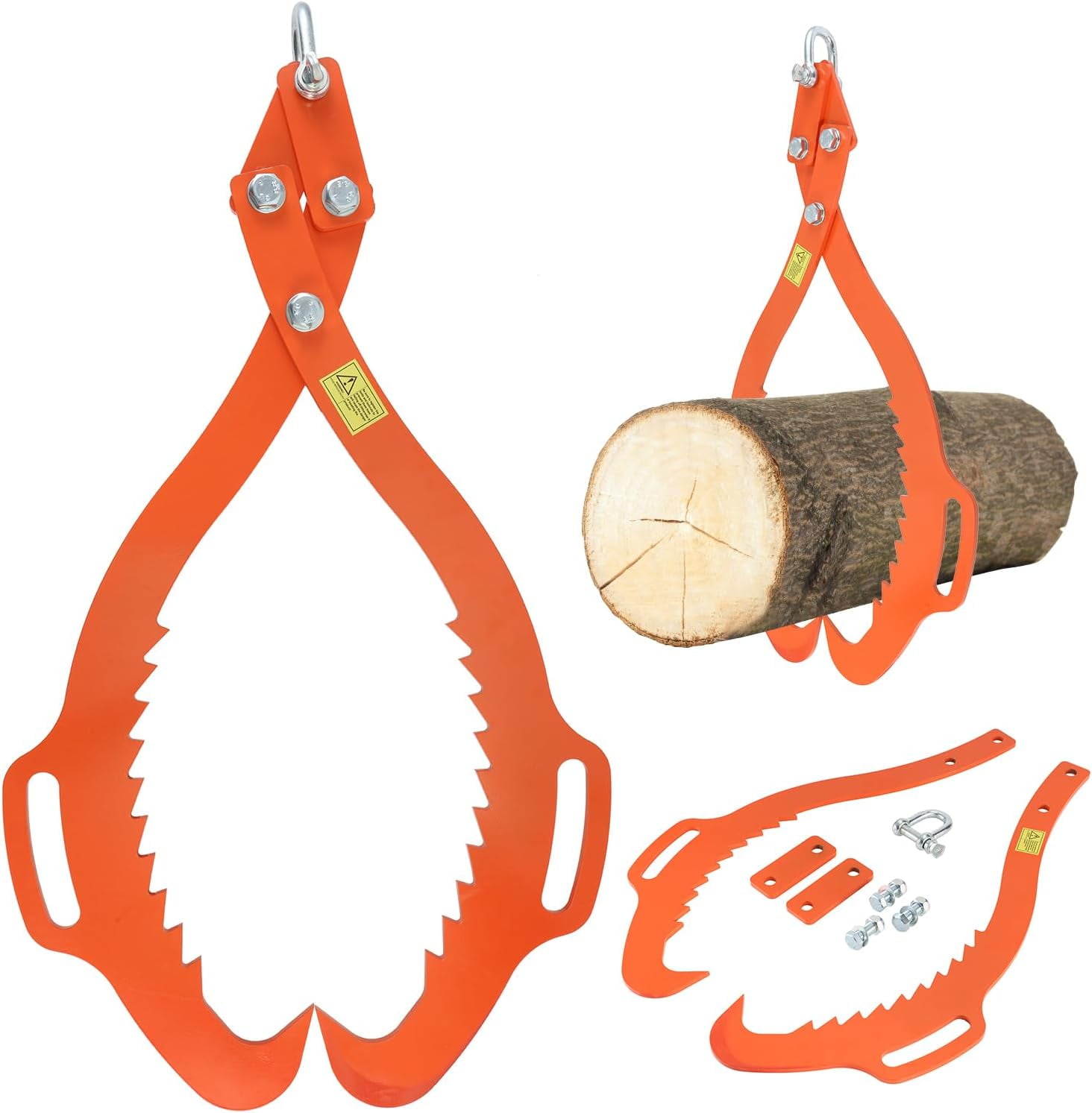 32 Inch 2 Serrated Claw Hook Log Lifting Tongs, Heavy Duty Grapple ...