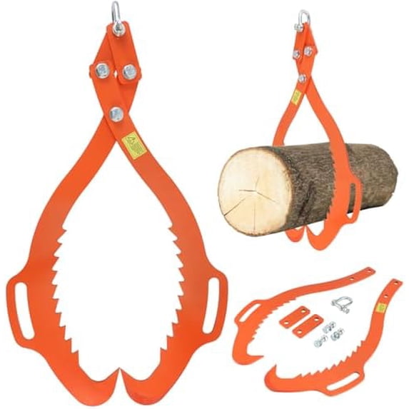 32 Inch 2 Serrated Claw Hook Log Lifting Tongs, Heavy Duty Grapple ...