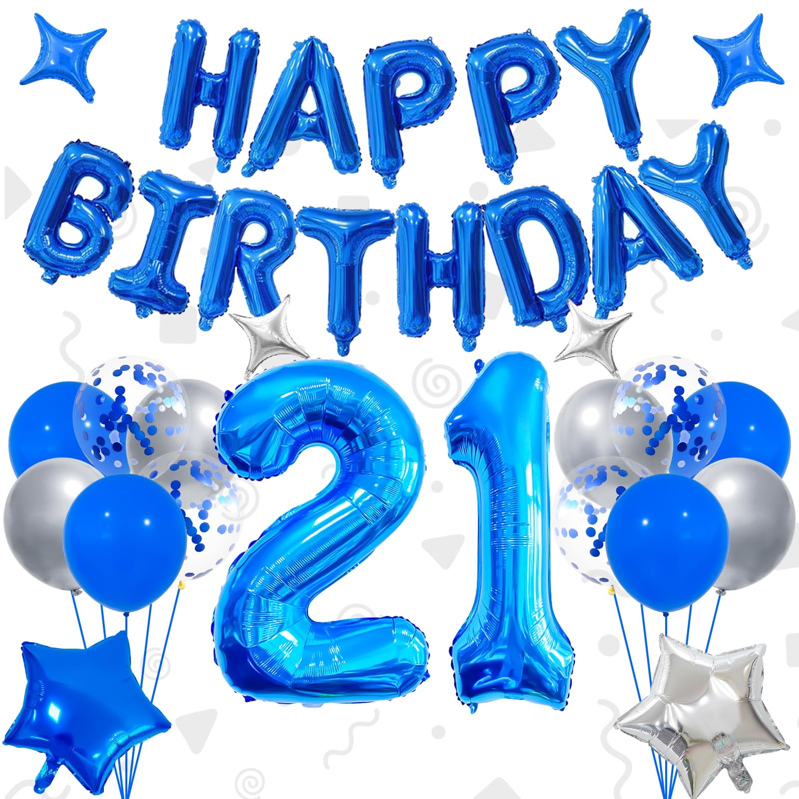 32 Inch 21 Balloon OIF8 Numbers, Happy Birthday Balloon Banner 16 Inch ...
