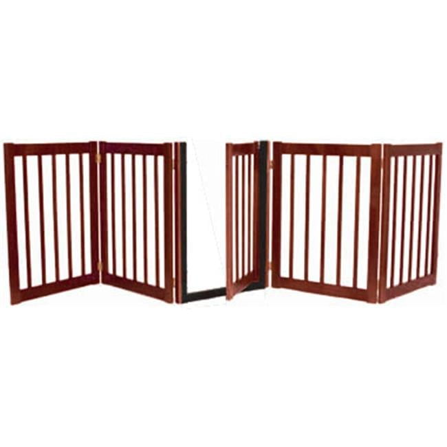 32 Inch 5 Panel Walk-Through Free Standing EZ Gate - Mahogany - Walmart.com