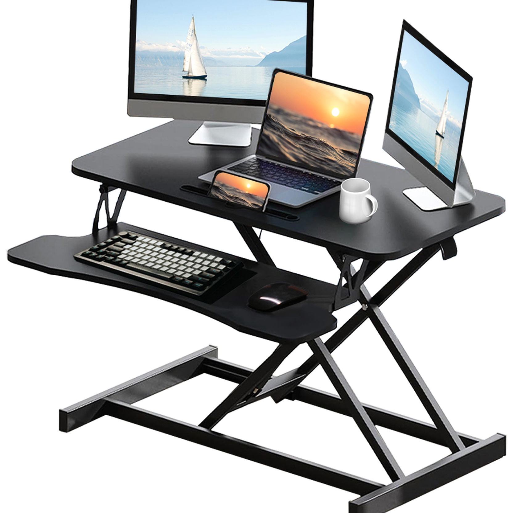32-Inch, Adjustable Height Dual Monitor Workstation | Ergonomic Design ...