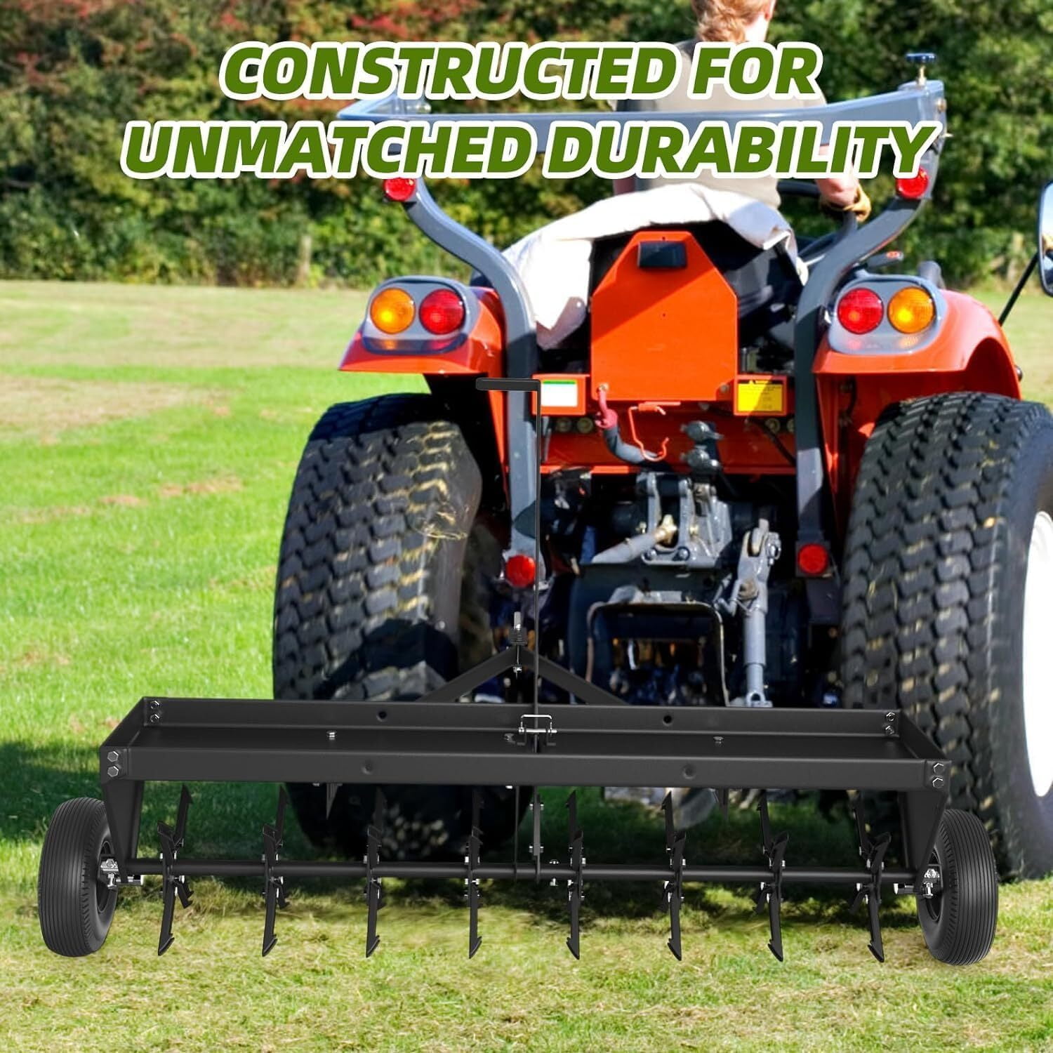 32 Inch Adjustable Tow Behind Lawn Aerator,Heavy Duty Soil Penetrator ...