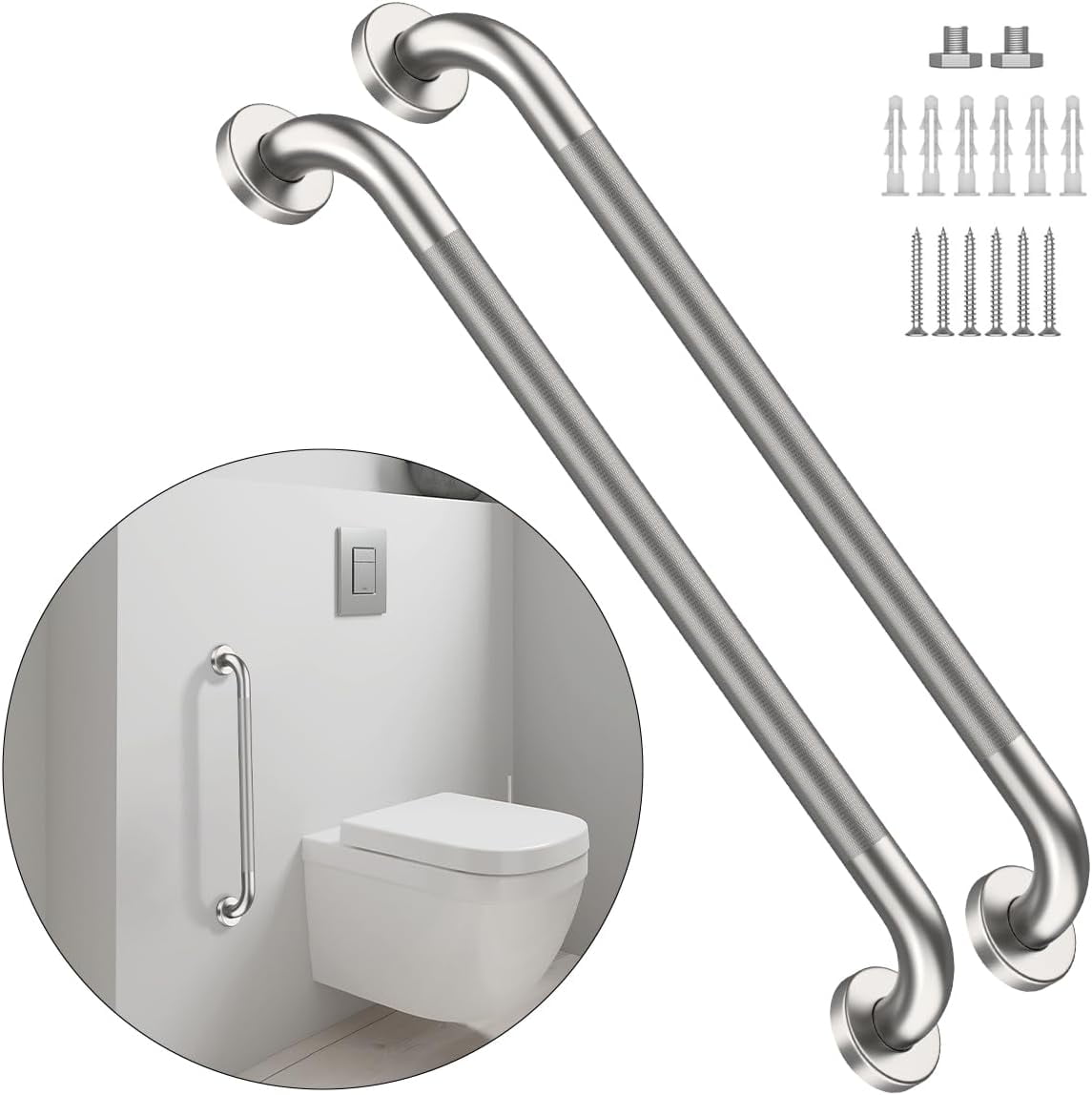 32 Inch Anti Slip Shower Grab Bar, 2 Pack Stainless Steel Bathroom Grab ...