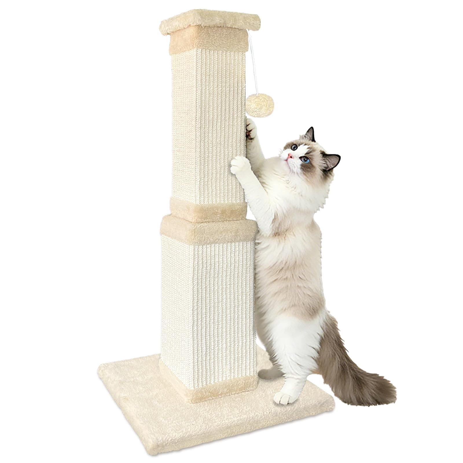 32 Inch Beige Sisal Cat Scratching Post for Large Indoor Cats - Walmart.com