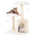 32 Inch Cat Tree Wood, Multi-Level Cat Condo with Scratching Posts ...