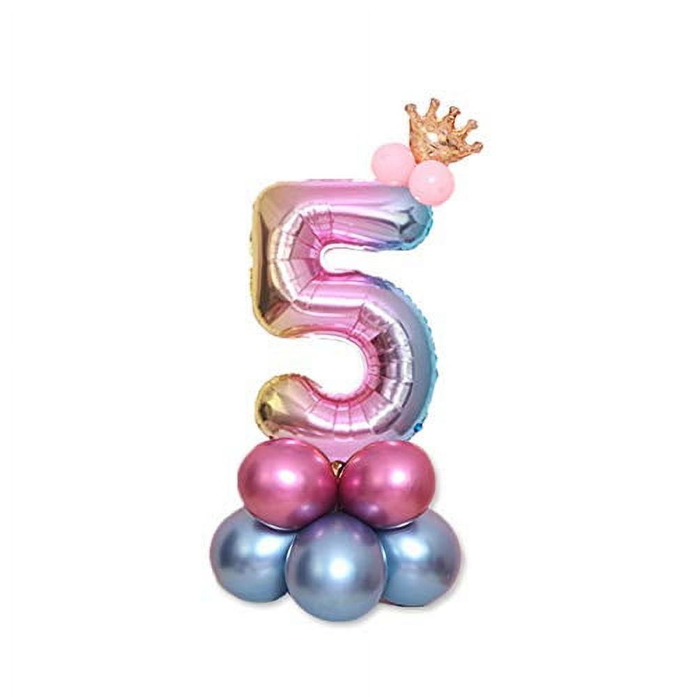 32 Inch Crown Number MSF2 Balloons, Rainbow Digit Foil Balloons ...