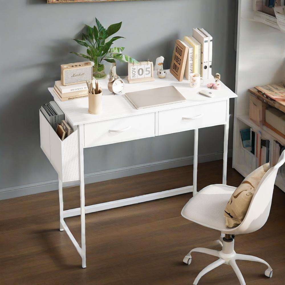 32 Inch Desk with 2 Drawers Bedroom Kids Student Vanity Home Office ...