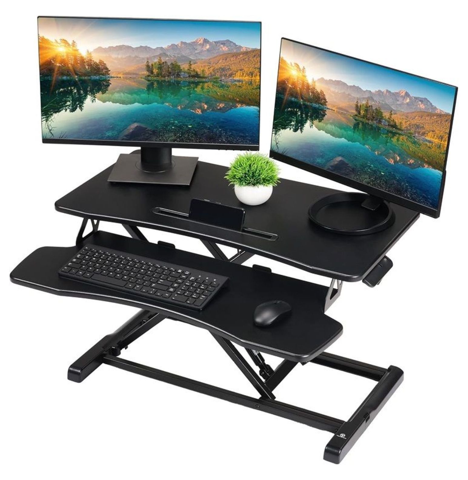 32 Inch Desk Converter, Height Adjustable Sit to Stand Riser, Dual ...