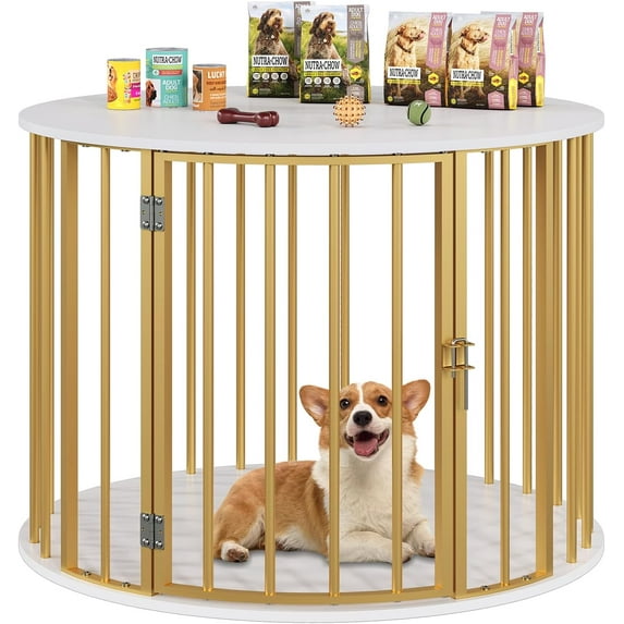 32 Inch Dog Crate Furniture for Large Medium Dogs, Wooden Dog Kennel ...