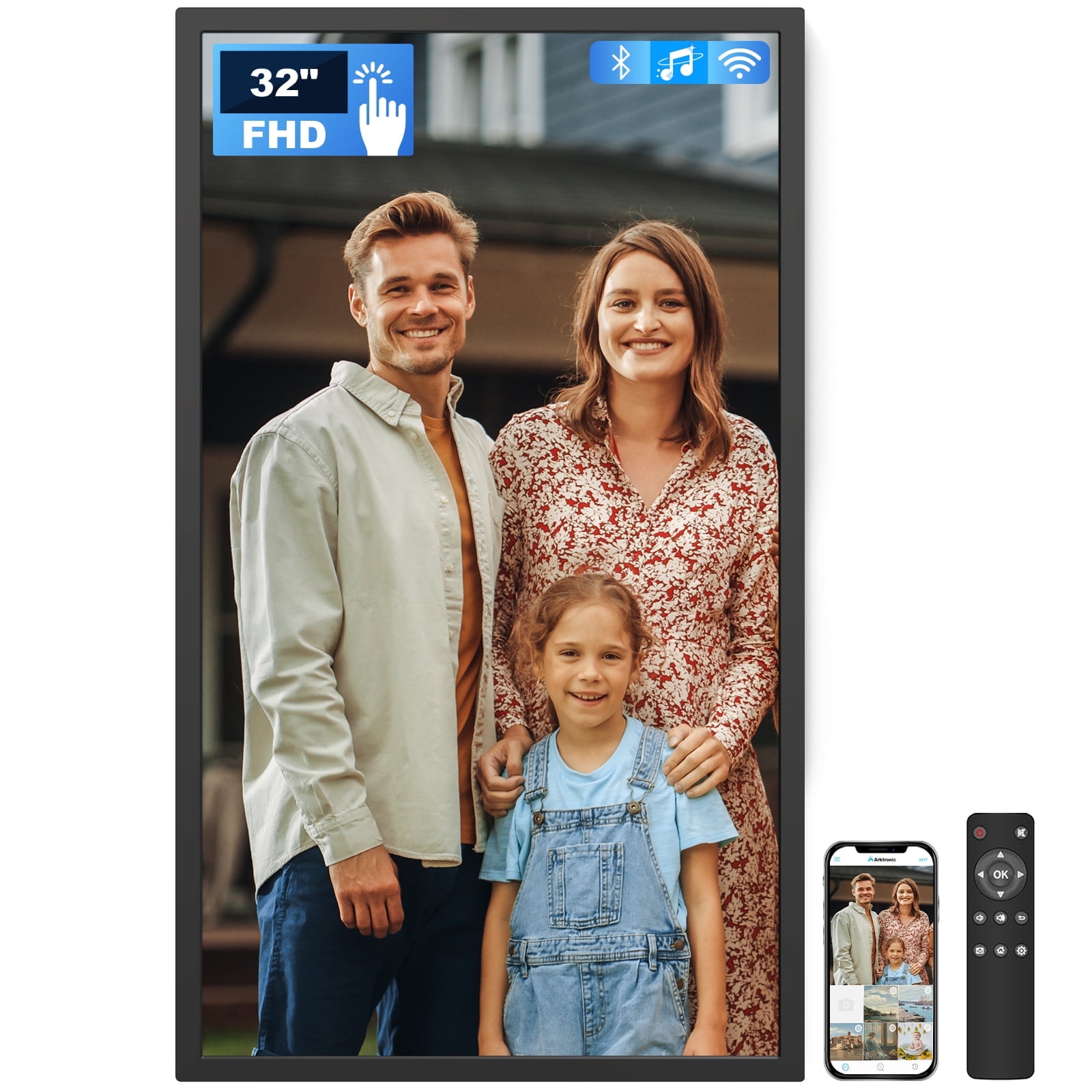 32 Inch FHD Extra Large Digital Picture Frame Touchscreen, 64GB FHD IPS ...