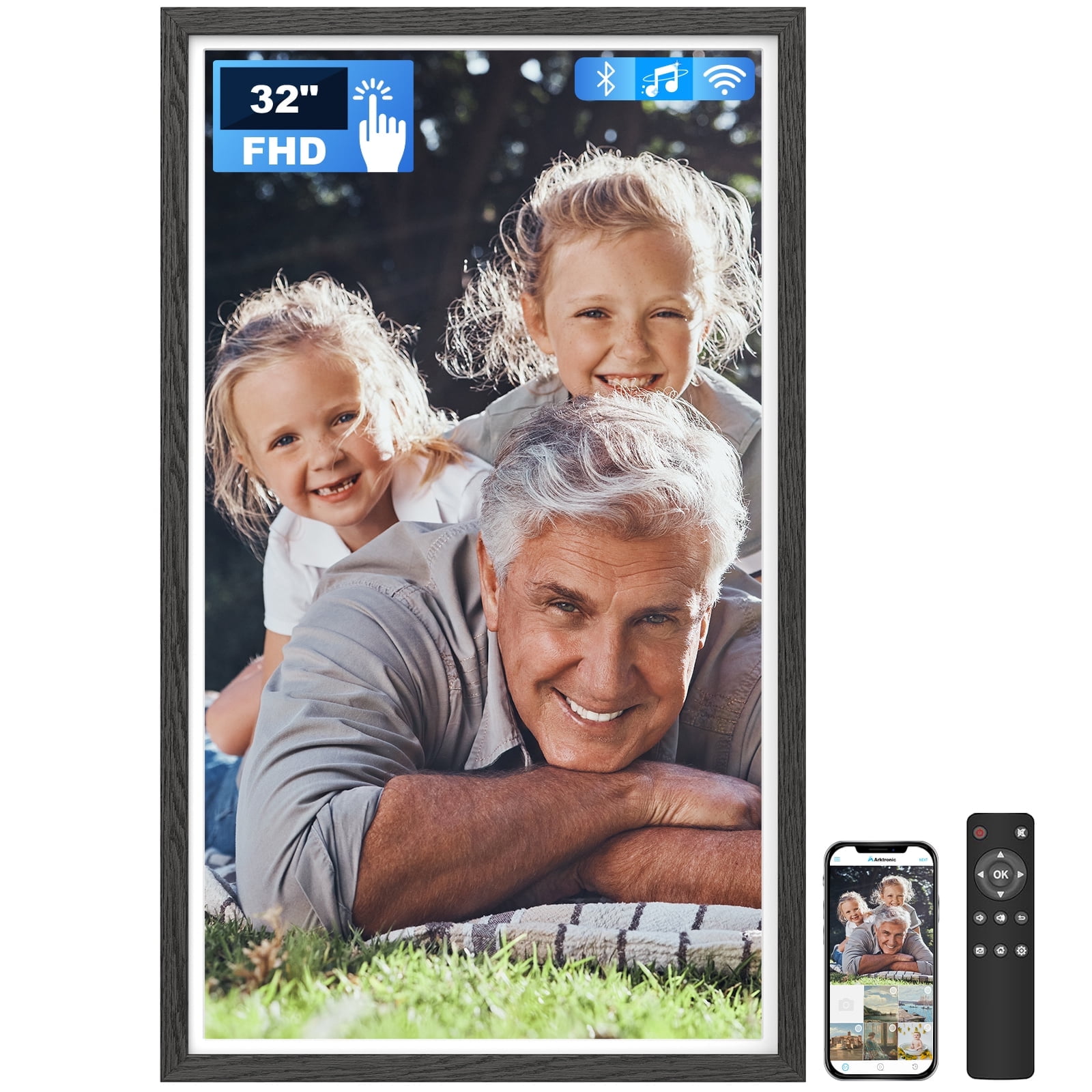 32 Inch FHD Extra Large Digital Picture Frame Touchscreen, 64GB FHD IPS ...