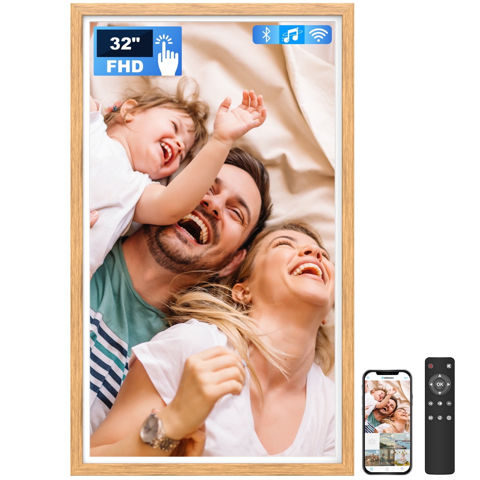 32 Inch FHD Extra Large Digital Picture Frame Touchscreen, 64GB FHD IPS ...