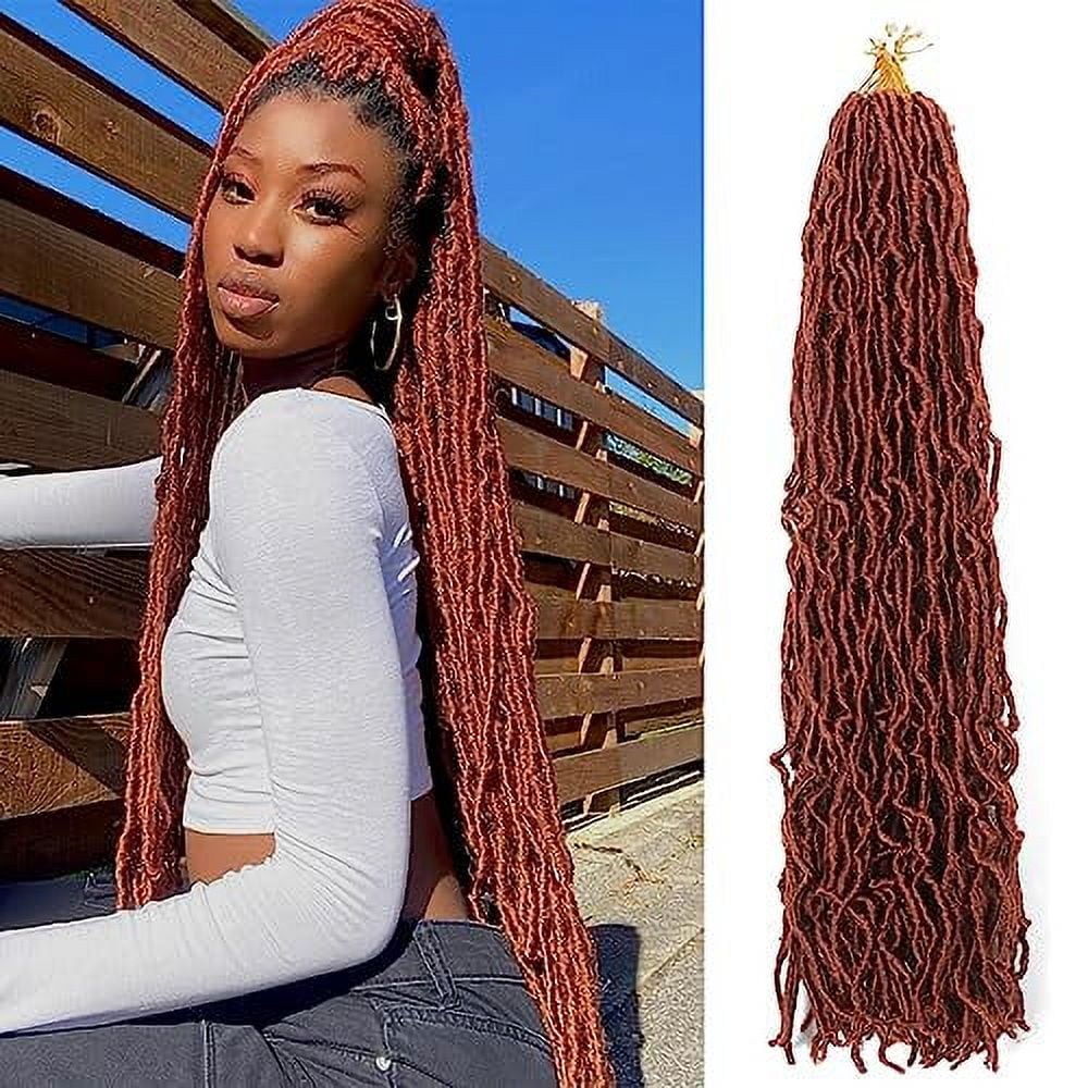 32 Inch Faux Locs Crochet Hair 7 PCS Ginger Soft Locs Goddess Hair Locs ...