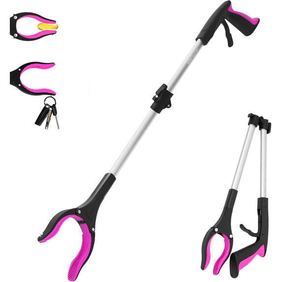 32 Inch Foldable Grabber Reacher Tool, 360° Rotating Anti-Slip Jaw with ...
