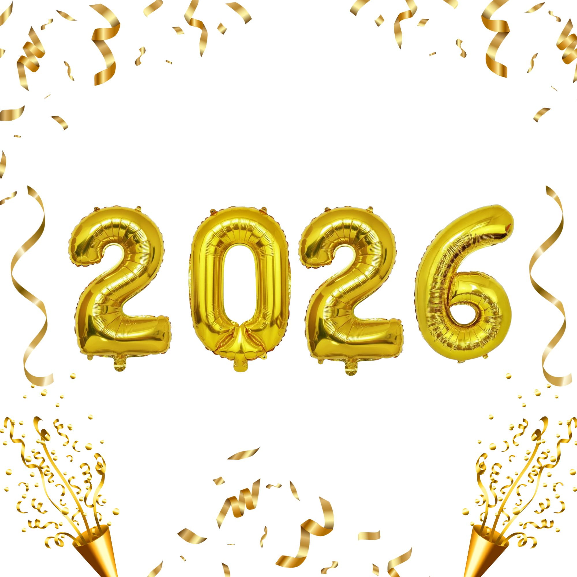 32 Inch Gold 2026 Number Balloons | Happy New Year 2026 Balloons | NYE ...