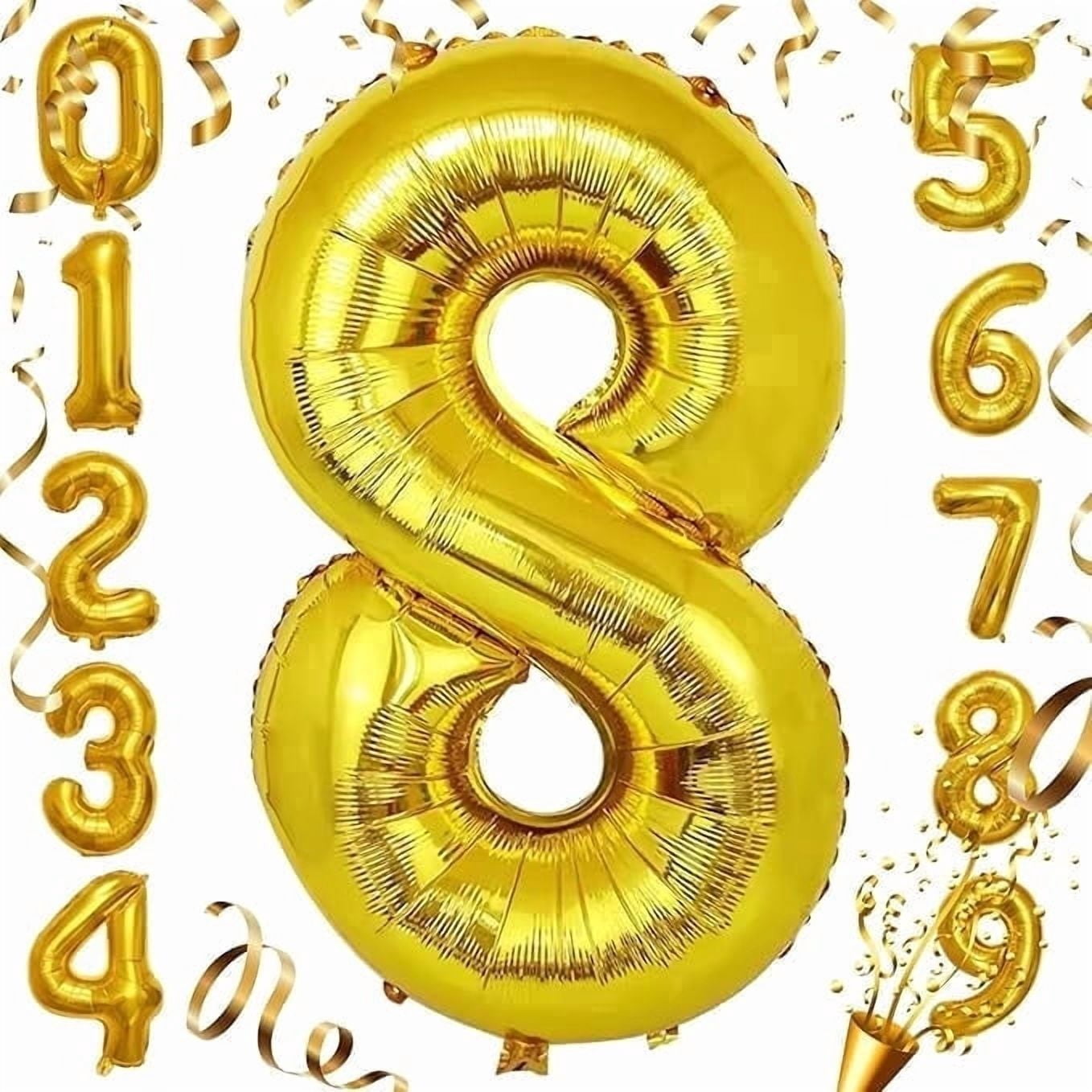 Gold Number 8 Mylar Foil Balloon 32 inch - Helium or Air Filled ...