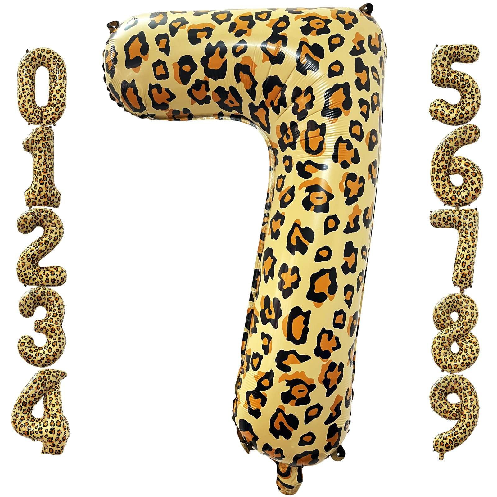 32 Inch Gold Leopard Number 7 Balloon Large Size Jumbo Digit Print Foil ...