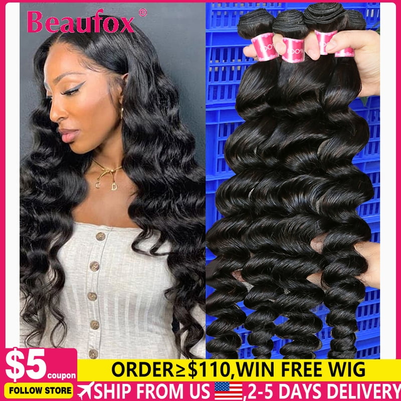 32 Inch Human Hair Bundles Loose Wave Bundles Indian Hair Weave Bundles ...