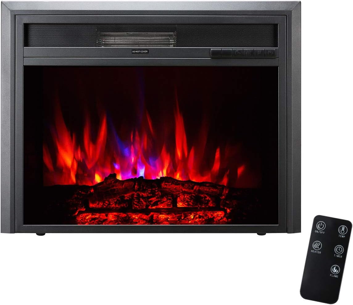 32 Inch Insert Electric Fireplace Heater with Remote Control, LED ...